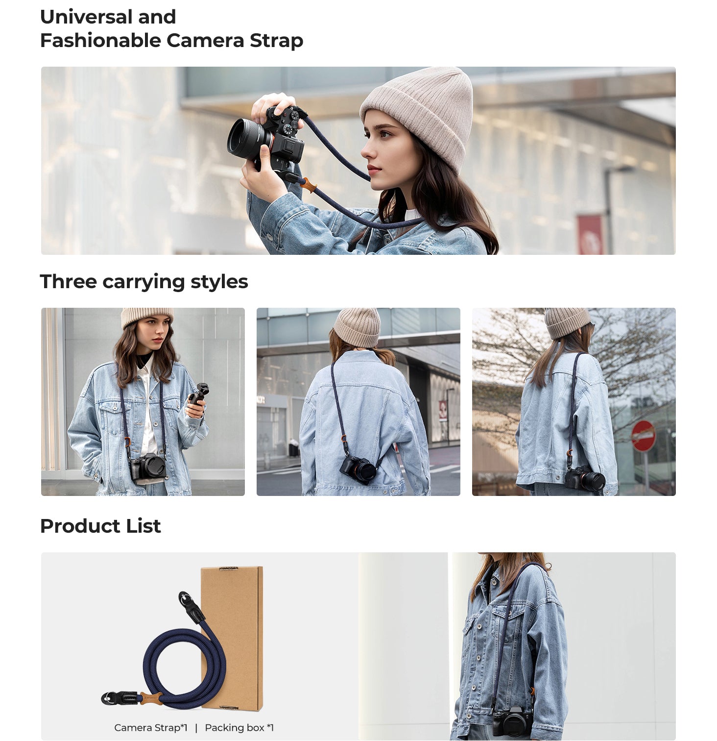 K&F Concept Urban Wander 05 Camera Neck / Shoulder Strap (Deep Blue)