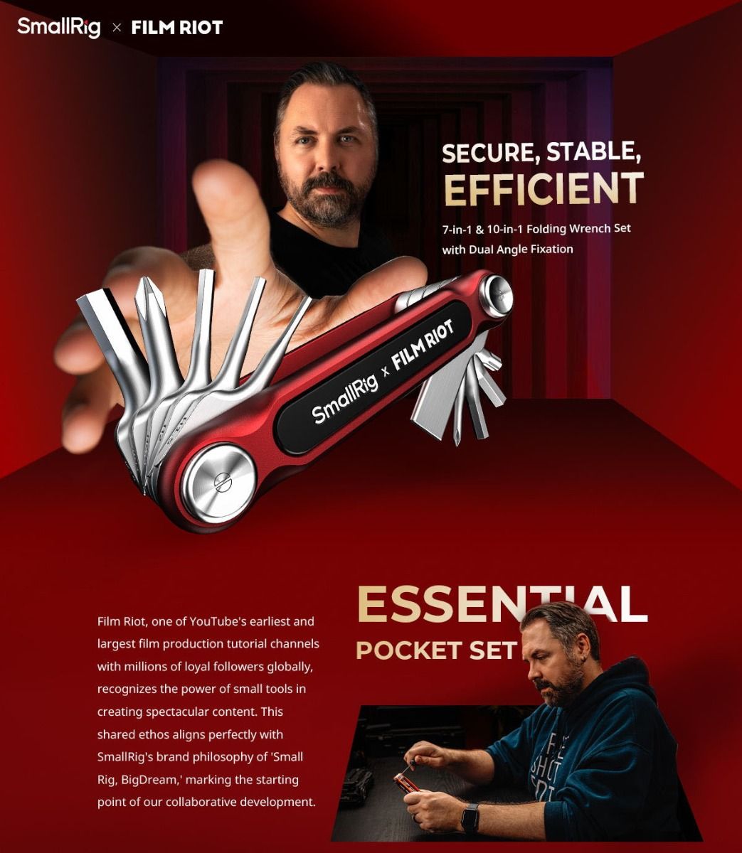 SmallRig x FILM RIOT 10-in-1 Folding Wrench Set with Multiple Angle Po