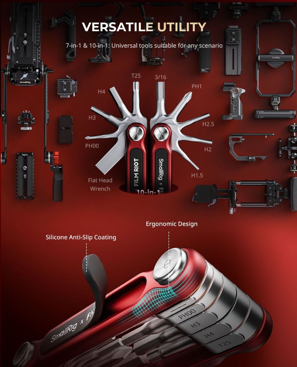 SmallRig x FILM RIOT 10-in-1 Folding Wrench Set with Multiple Angle Po