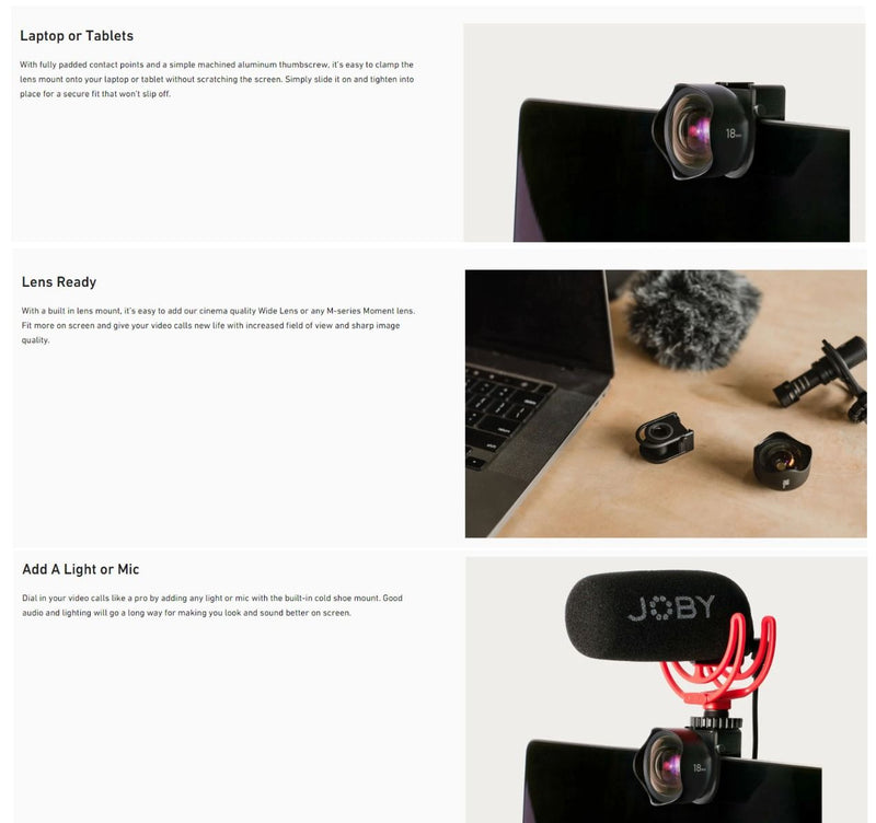 Moment M-Series Lens Mount for Laptop / iPad