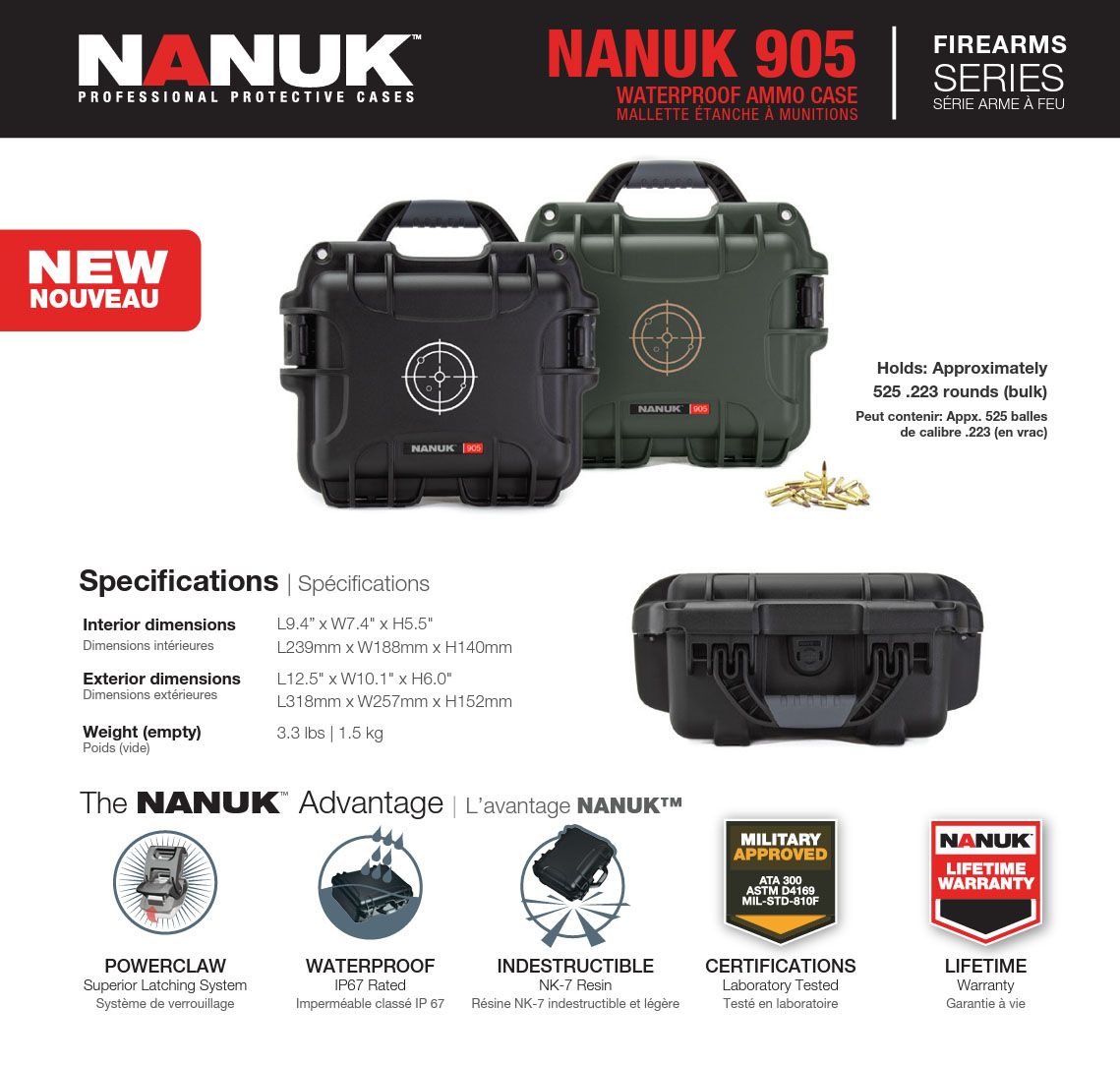 Nanuk 905 Case Empty with Tan Target Logo (Olive)